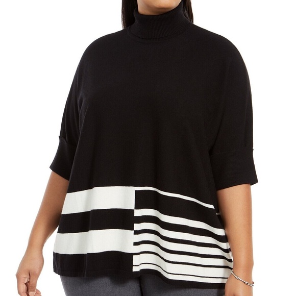 Alfani | Sweaters | Nwt Alfani Womens Blackwhite Turtleneck Colorblock ...